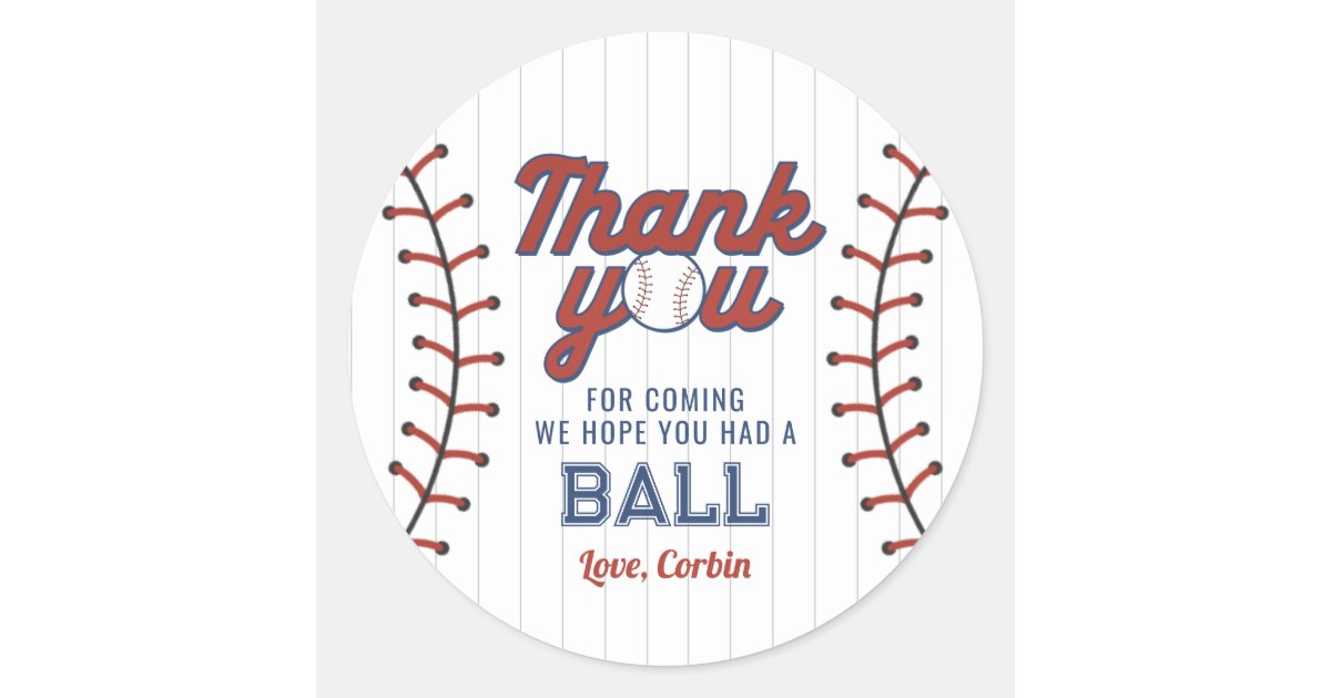 Baseball Thank You Sticker | Zazzle