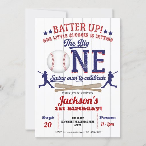 Baseball, the big One, Boy, 1st Birthday Party Invitation | Zazzle