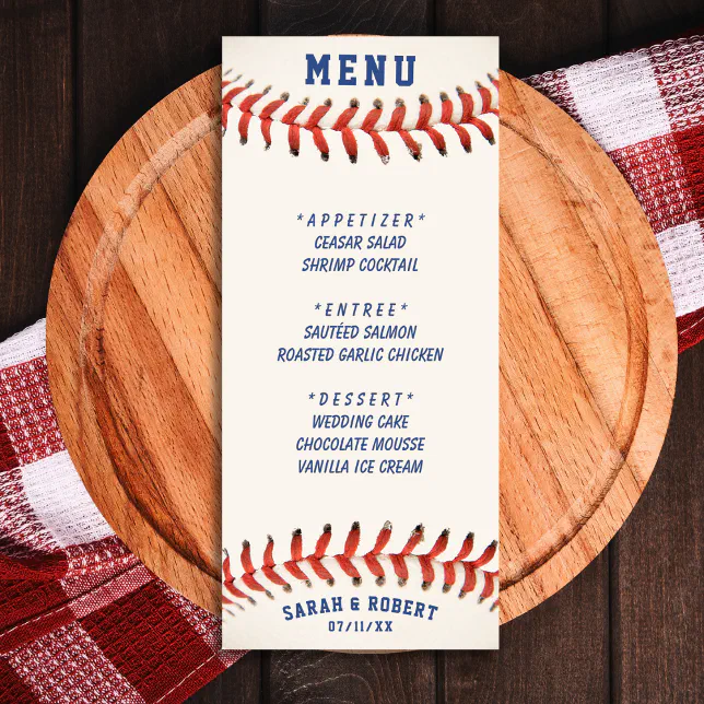Baseball The Perfect Catch Wedding Reception Menu | Zazzle
