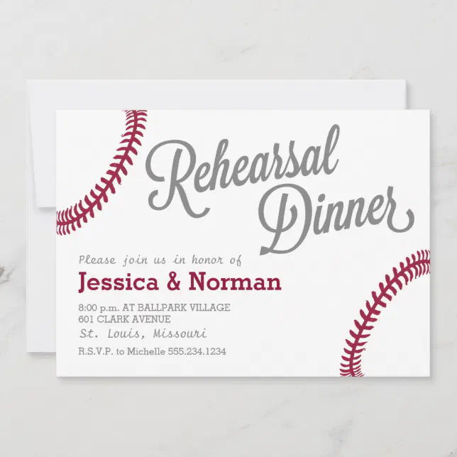 Baseball theme Rehearsal Dinner invitation | Zazzle