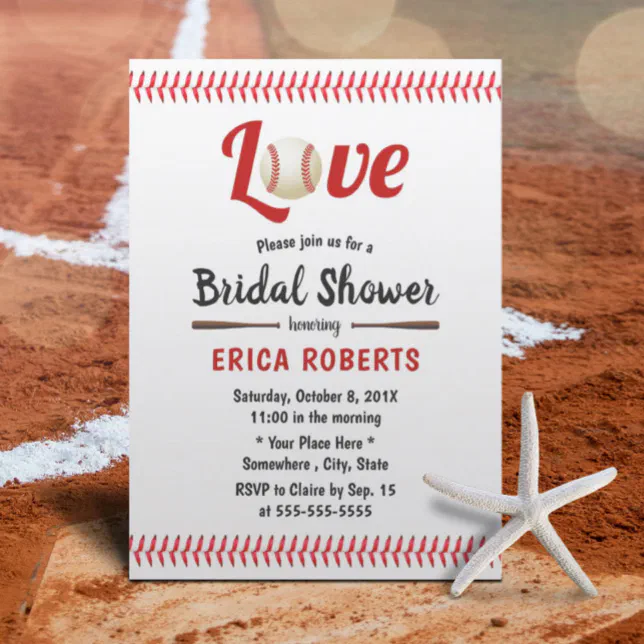 Baseball Theme Sports Wedding Bridal Shower Invitation | Zazzle