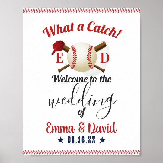 Baseball Theme Sports Wedding Welcome Poster | Zazzle.com