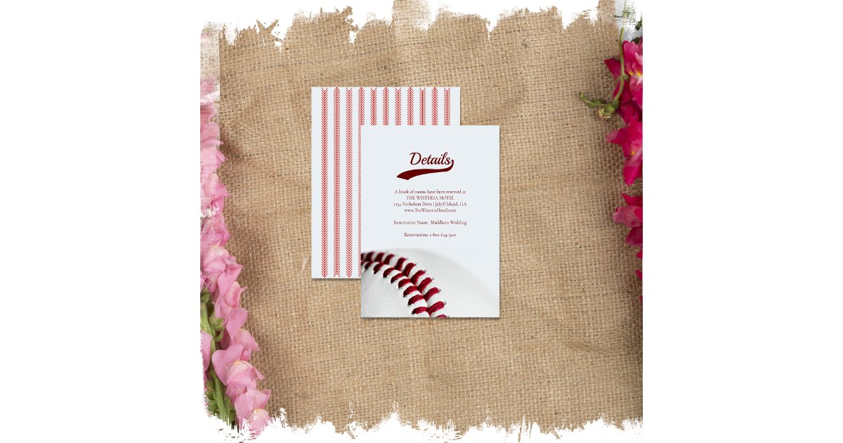 Baseball Theme Typography Wedding Details Enclosure Card | Zazzle