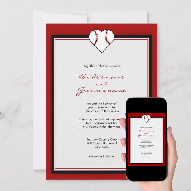 Baseball Theme Wedding Invitations | Zazzle