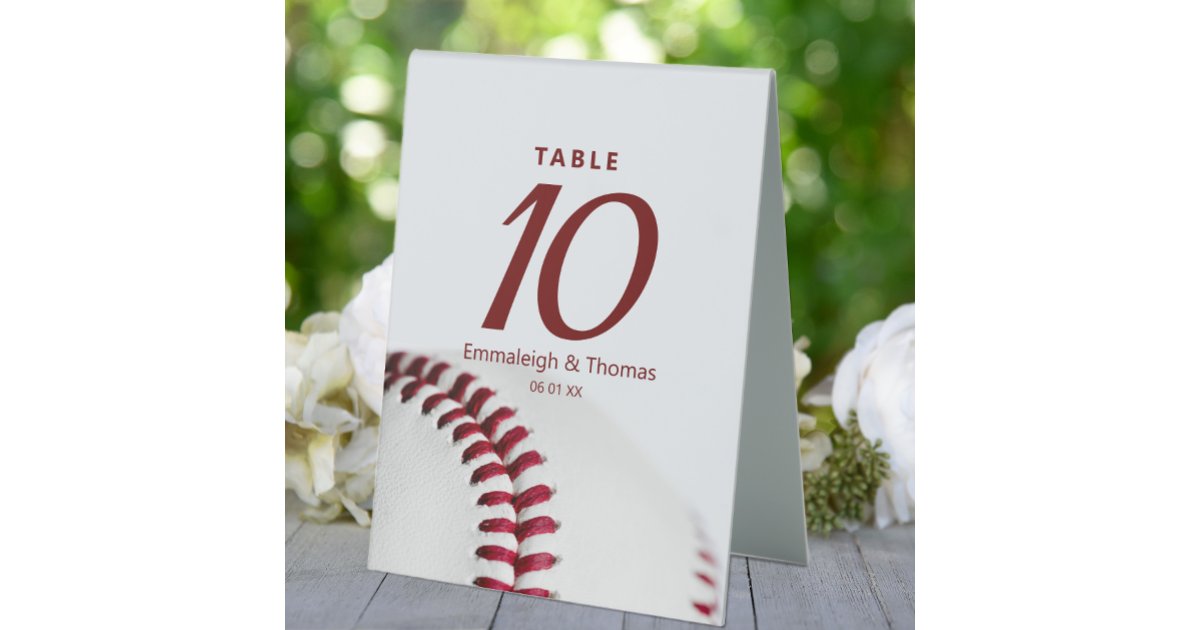Baseball Theme Wedding Numbered Table Tent | Zazzle