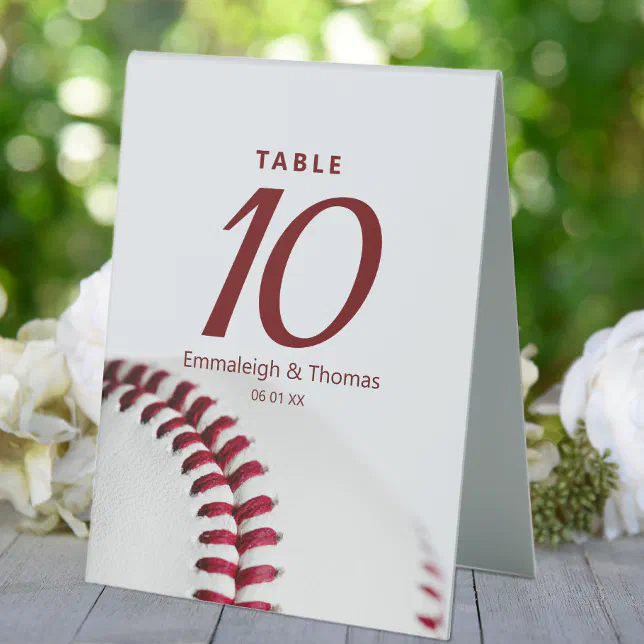 Baseball Theme Wedding Numbered Table Tent | Zazzle