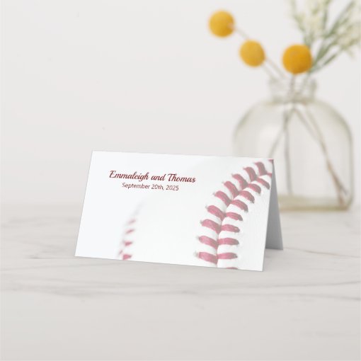Baseball Theme Wedding Place Card | Zazzle