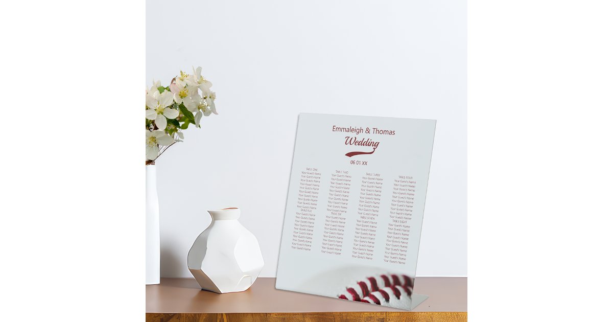 Baseball Theme Wedding Seating Chart Pedestal Sign | Zazzle