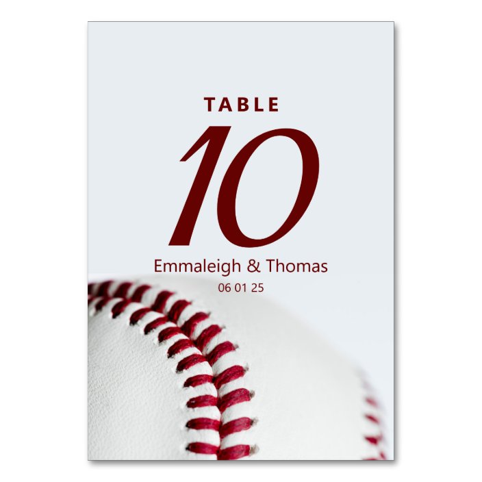 Baseball Theme Wedding Table Number | Zazzle.com