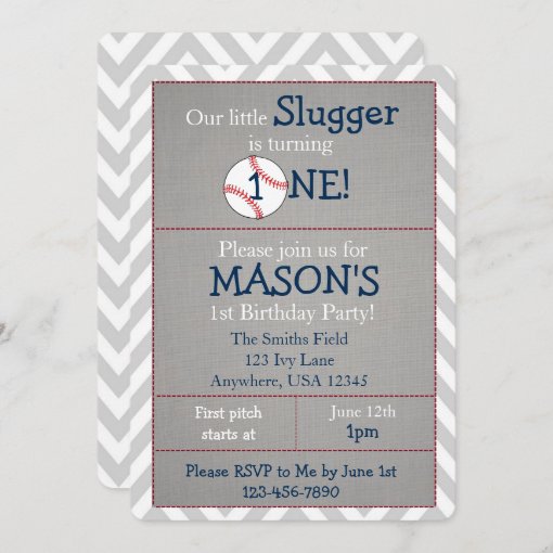 Baseball Themed 1st Birthday Party Invitation | Zazzle