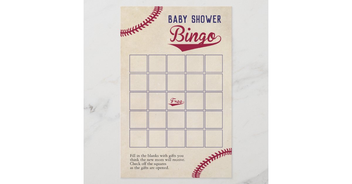Baseball Themed Baby Shower Bingo Game Flyer | Zazzle