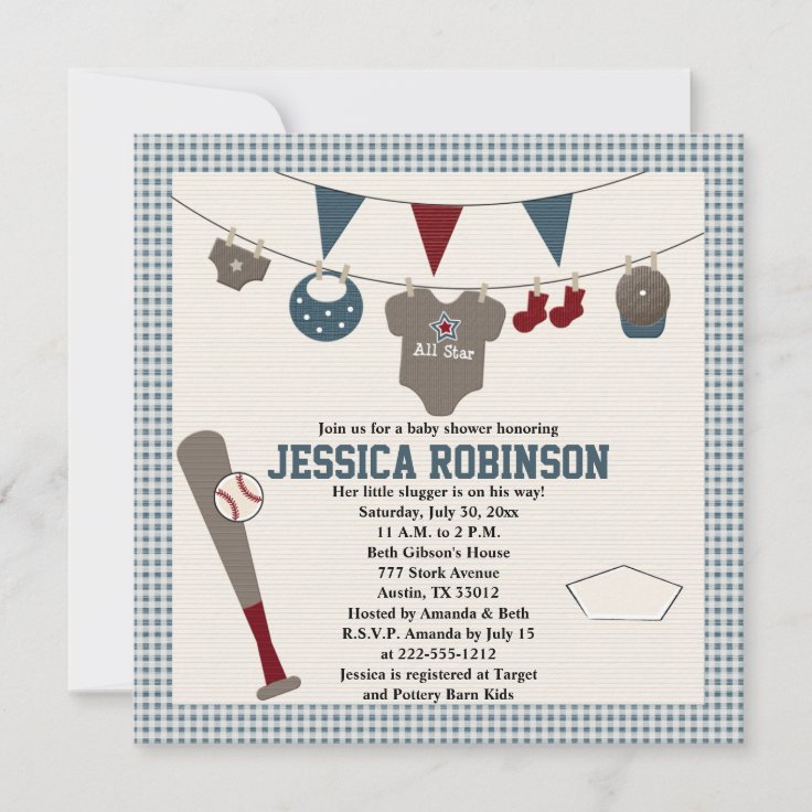 Baseball Themed Baby Shower Invitations | Zazzle