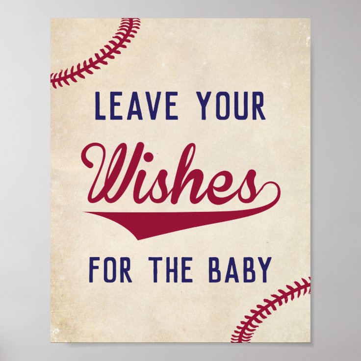 Baseball Themed Baby Shower Wishes for Baby Sign | Zazzle