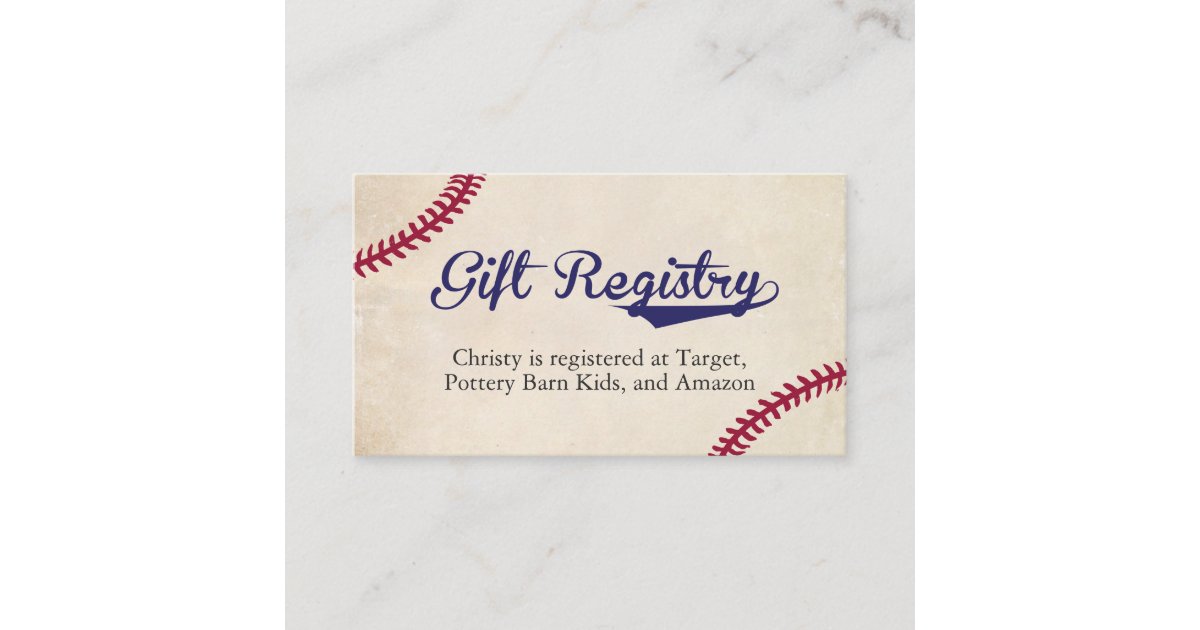 Baseball Themed Gift Registry Insert Cards | Zazzle