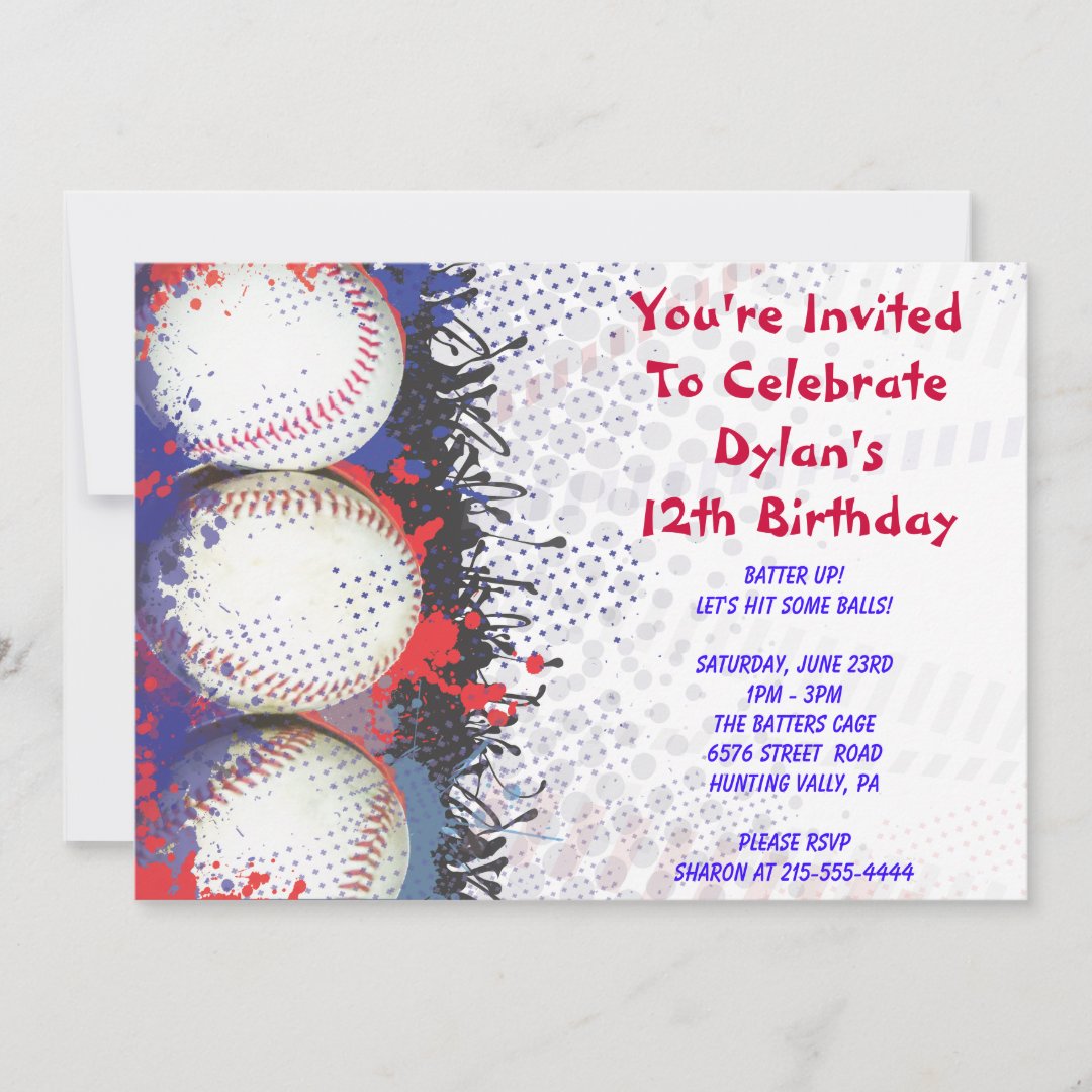 Baseball Themed Invitation Happy Birthday Party | Zazzle