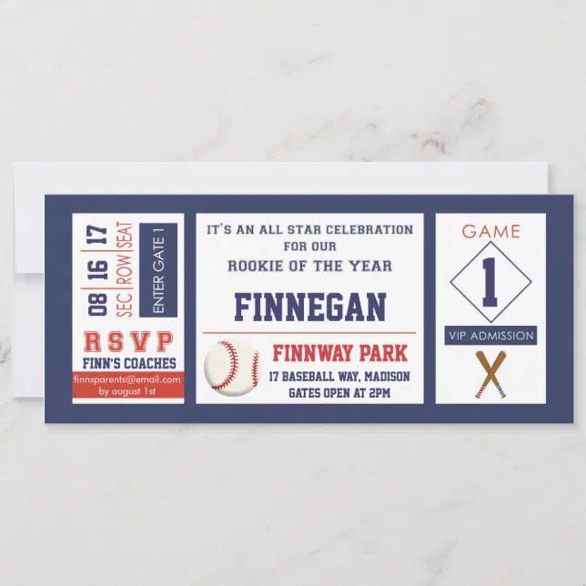 Baseball Ticket Birthday Party Invitation | Zazzle