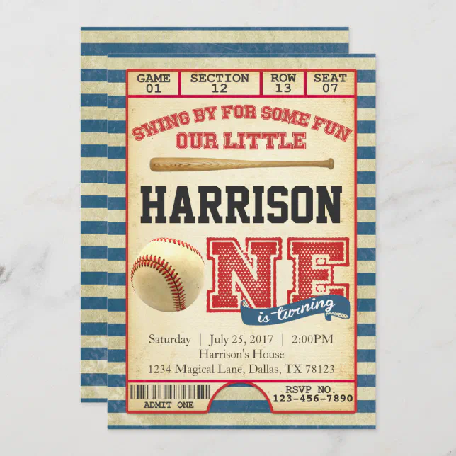 Baseball Ticket Birthday Party Invitation Invite | Zazzle