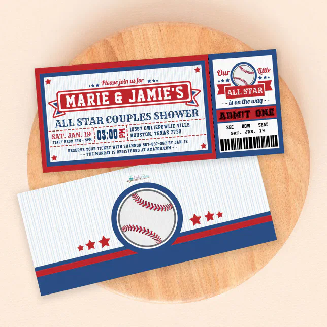 Baseball Ticket Pass Couples Shower Invitation | Zazzle