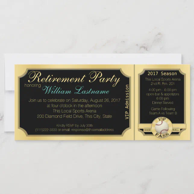 Baseball Ticket Retirement Party Invitation | Zazzle