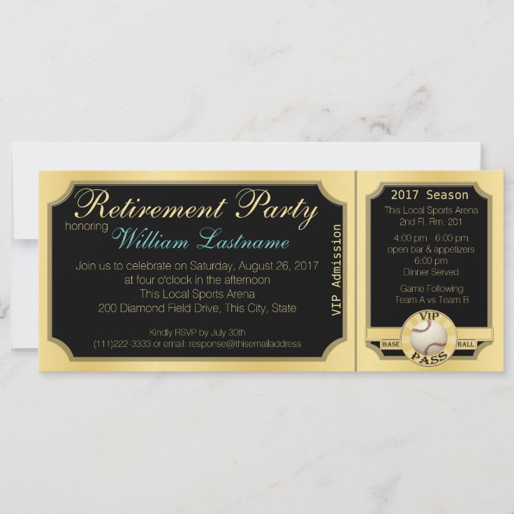 Baseball Ticket Retirement Party Invitation | Zazzle