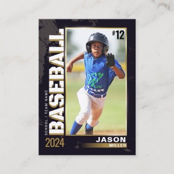 Baseball Trading Card, Baseball Player Card Gold | Zazzle