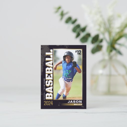 Baseball Trading Card, Baseball Player Card Gold | Zazzle