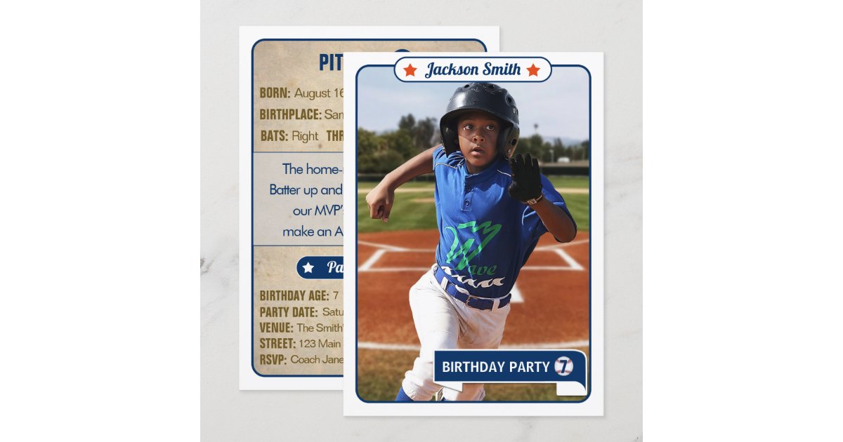 Baseball Trading Card Birthday Invitation | Zazzle