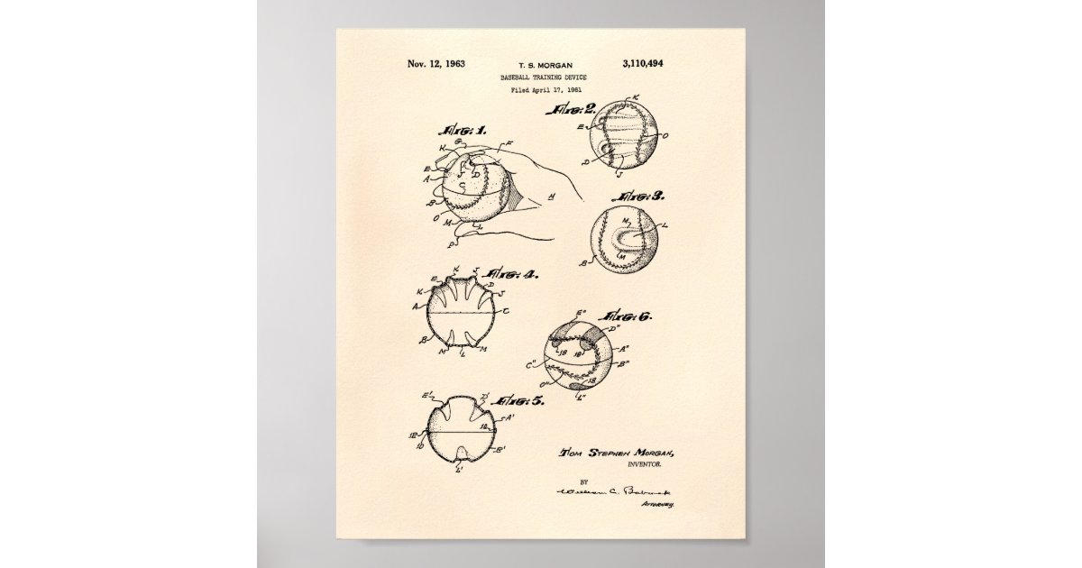 Baseball training 1963 Patent Art - Old Peper Poster | Zazzle