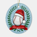 Baseball With A Christmas Style Santa Hat Ceramic Ornament | Zazzle