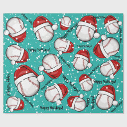 Baseball With A Christmas Style Santa Hat Wrapping Paper | Zazzle