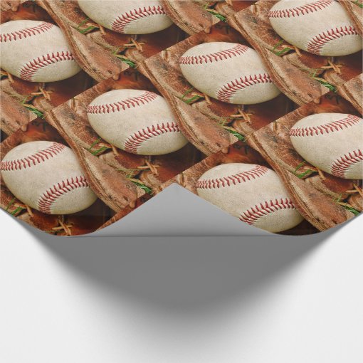 Baseball with an Old Mitt Wrapping Paper | Zazzle