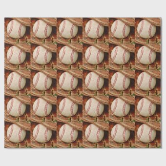 Baseball with an Old Mitt Wrapping Paper | Zazzle