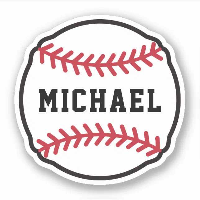 Baseball with custom name or text sticker | Zazzle