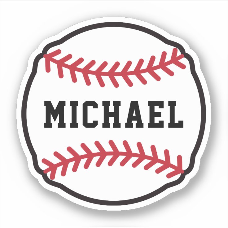 Baseball with custom name or text sticker | Zazzle