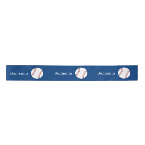 Baseball with Custom Name - Royal Blue Satin Ribbon | Zazzle