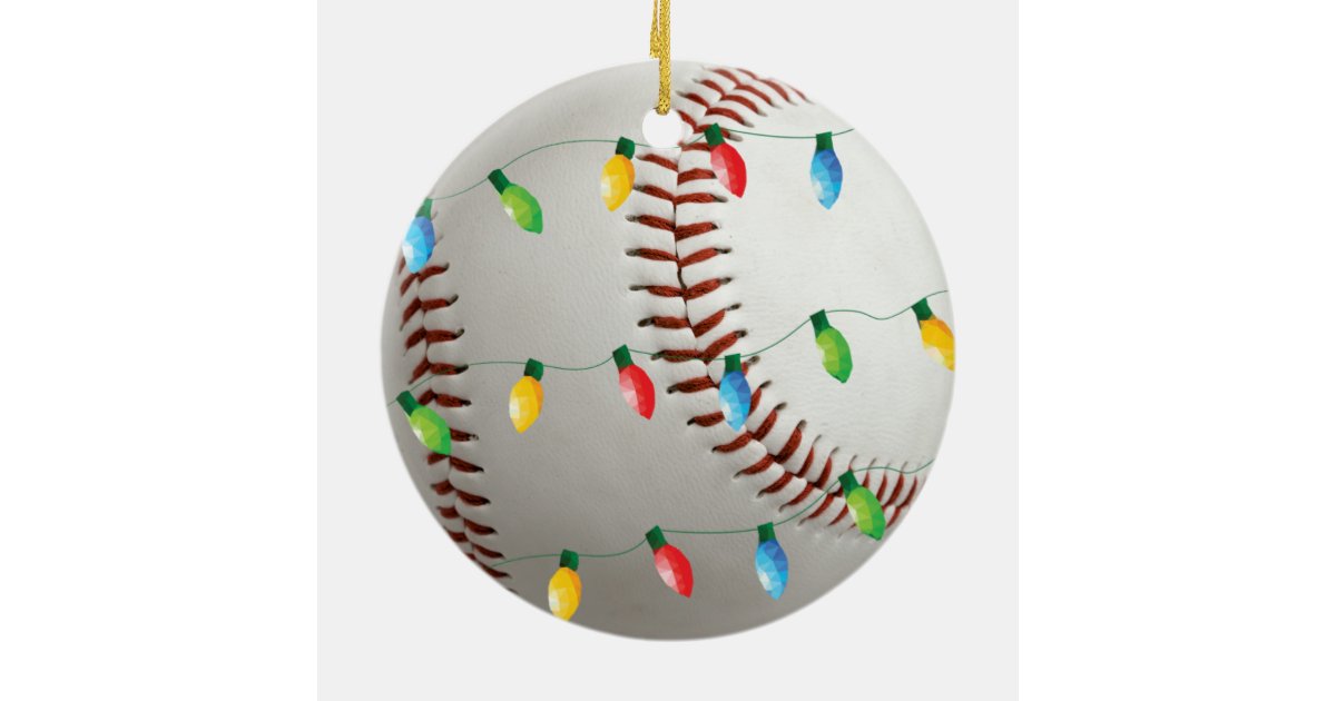 Baseball with lights holiday ornament | Zazzle