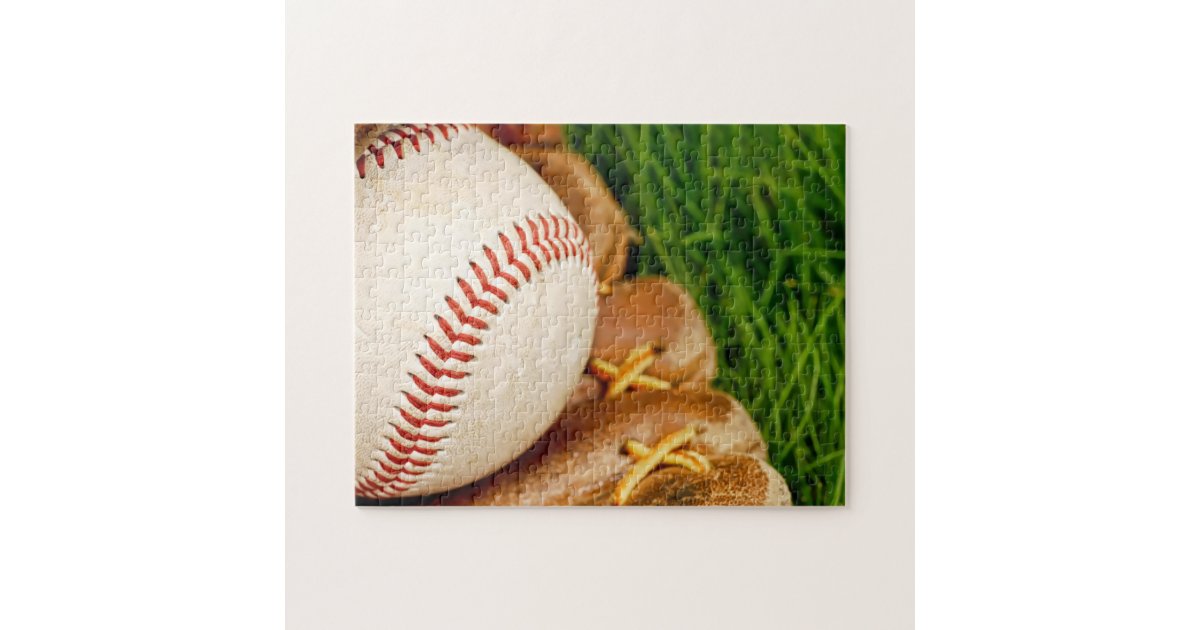 Baseball with Mitt Jigsaw Puzzle | Zazzle
