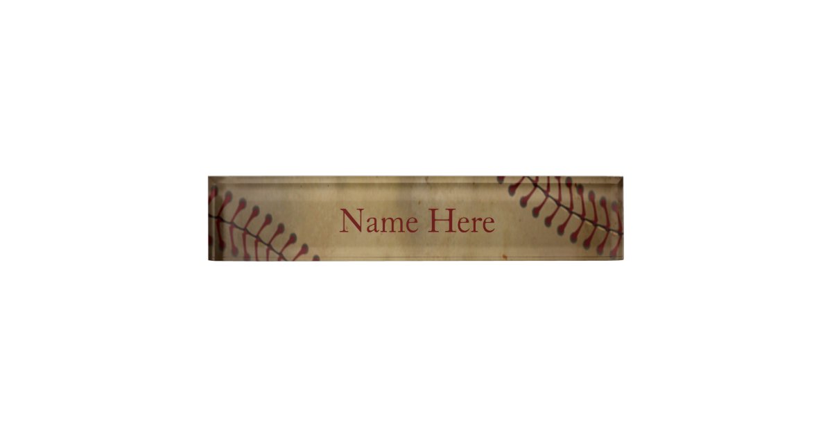Baseball with Monogram Desk Name Plate | Zazzle