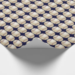 Baseball Wrapping Paper, Dark Blue Background Wrapping Paper | Zazzle
