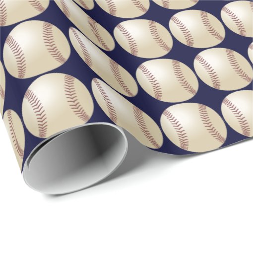 Baseball Wrapping Paper, Dark Blue Background Wrapping Paper | Zazzle