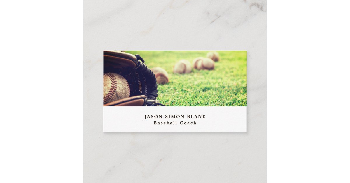 Baseballs on Field, Baseball Player, Coach Business Card | Zazzle