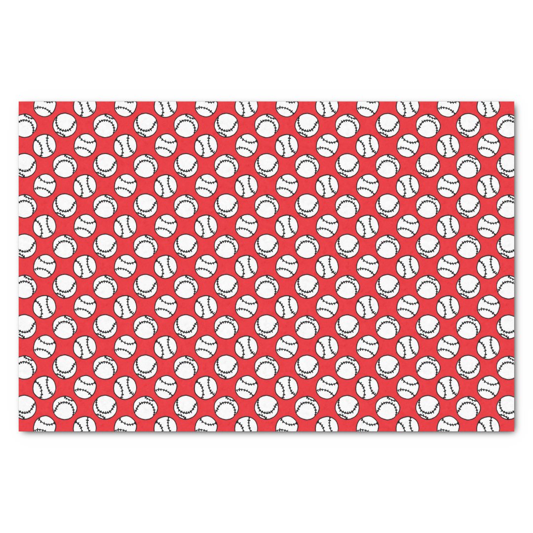 Baseballs Pattern on Red Tissue Paper | Zazzle