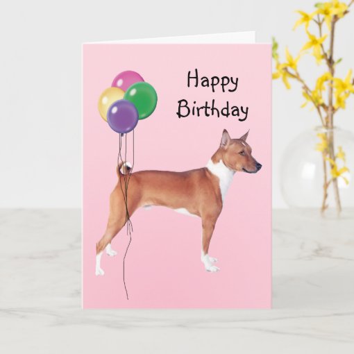 Basenji, Birthday Balloons Card | Zazzle