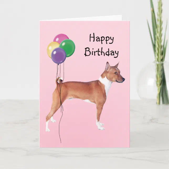 Basenji, Birthday Balloons Card | Zazzle