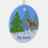 Basenji Decorating Tree in the Forest Ceramic Ornament | Zazzle