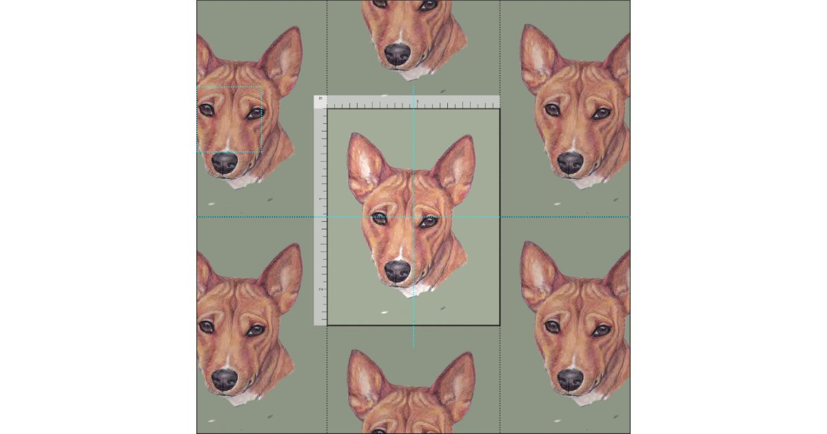 Basenji Dog Art Drawing Fabric | Zazzle