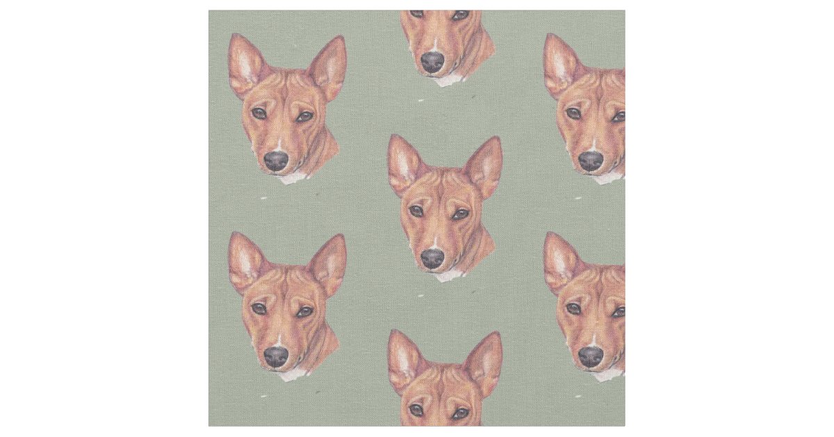 Basenji Dog Art Drawing Fabric | Zazzle