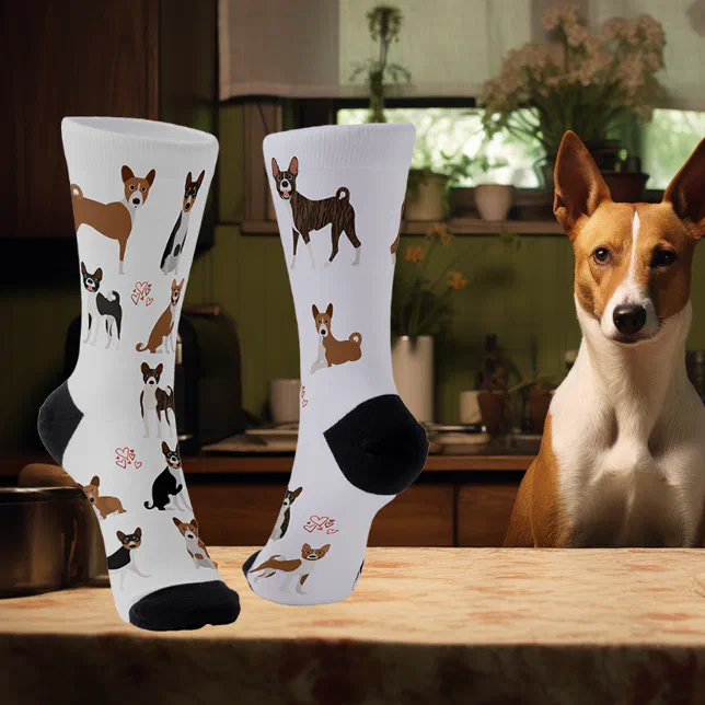 Basenji Love Hound Breed Fun Pattern Socks | Zazzle