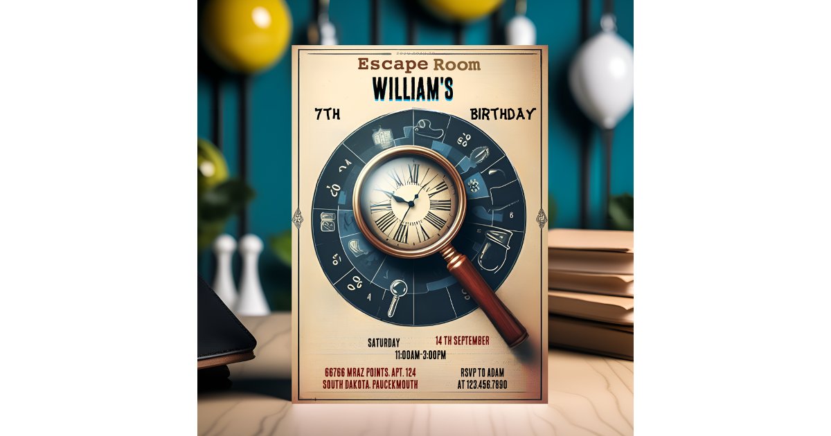 Bash Clue Spy Escape Room 7th Birthday Invitation | Zazzle