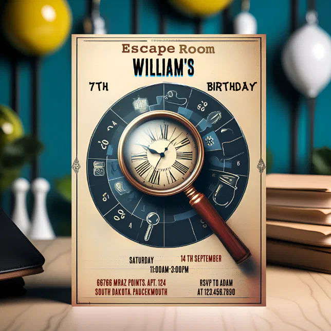 Bash Clue Spy Escape Room 7th Birthday Invitation | Zazzle